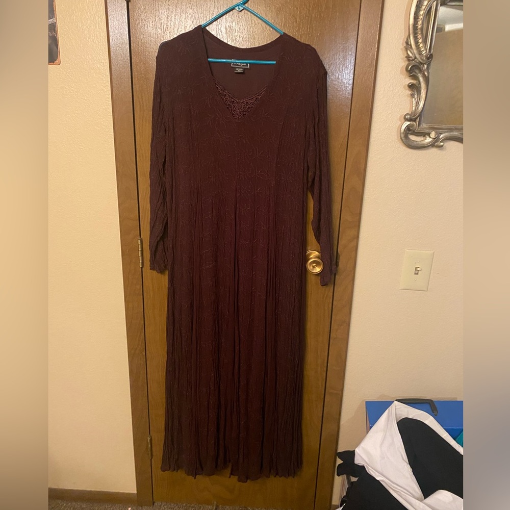 90s Nostalgia Dress Long Burgundy Large - Gem